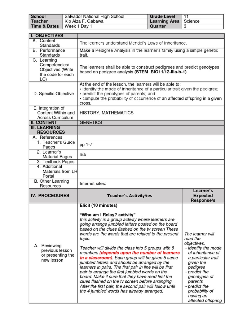 Shs DLP | PDF | Dominance (Genetics) | Zygosity