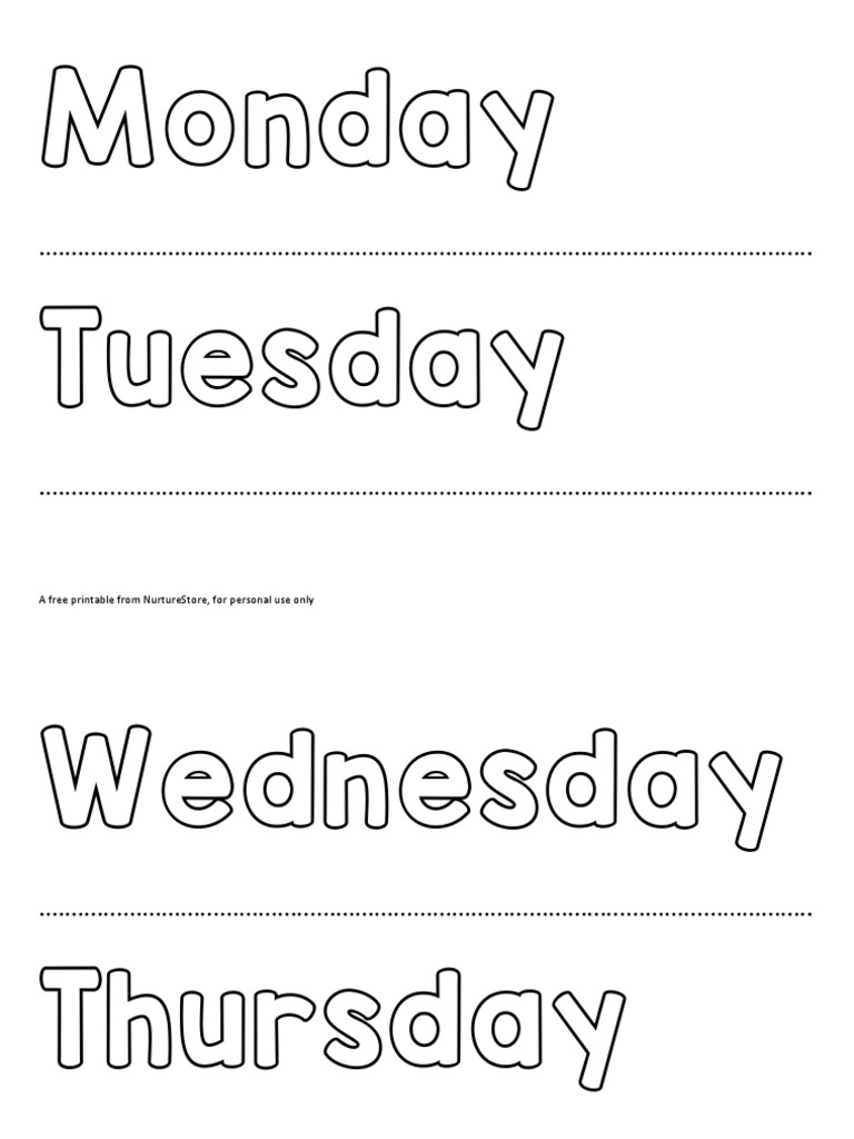 Days of The Week Printable Free PDF | PDF