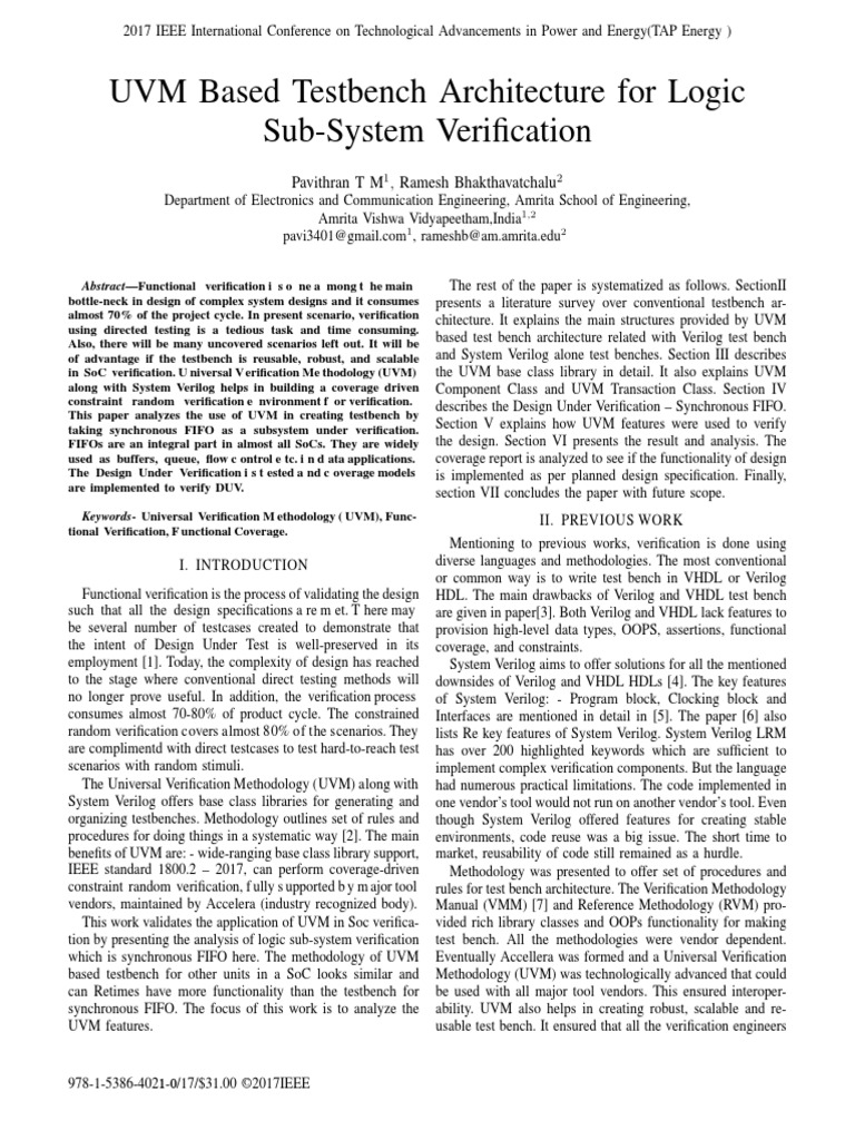 UVM Based Subsystem - FIFO | PDF | Hardware Description Language | Formal Verification