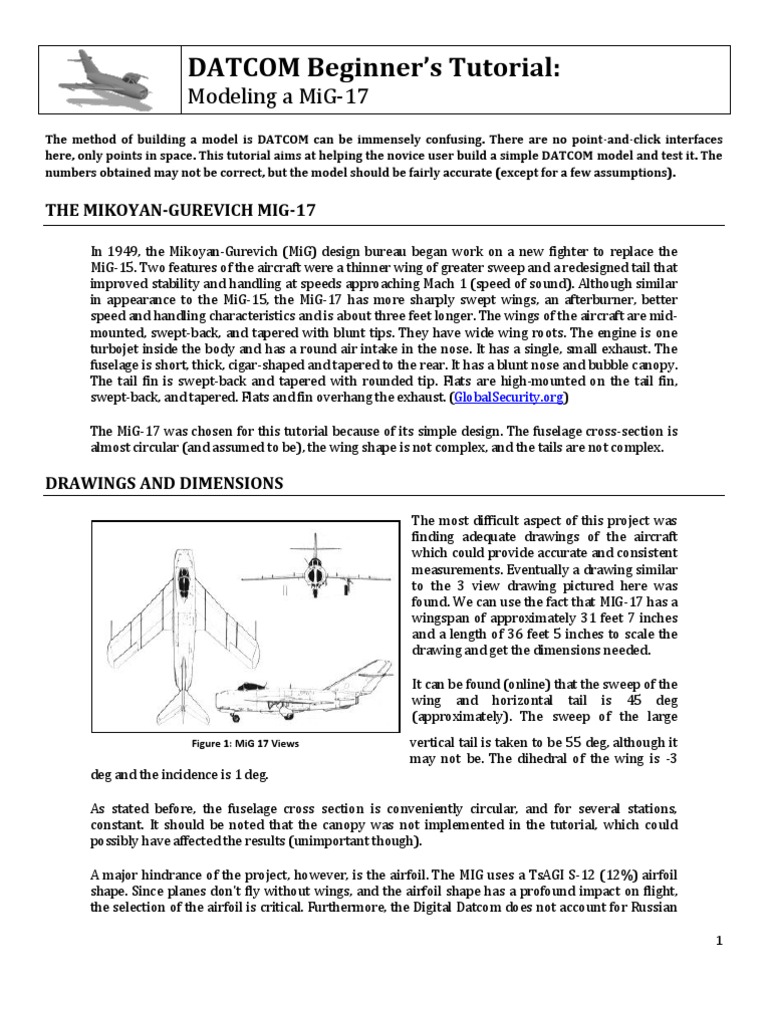 Datcom Tutorial I | PDF | Aerospace Engineering | Aviation