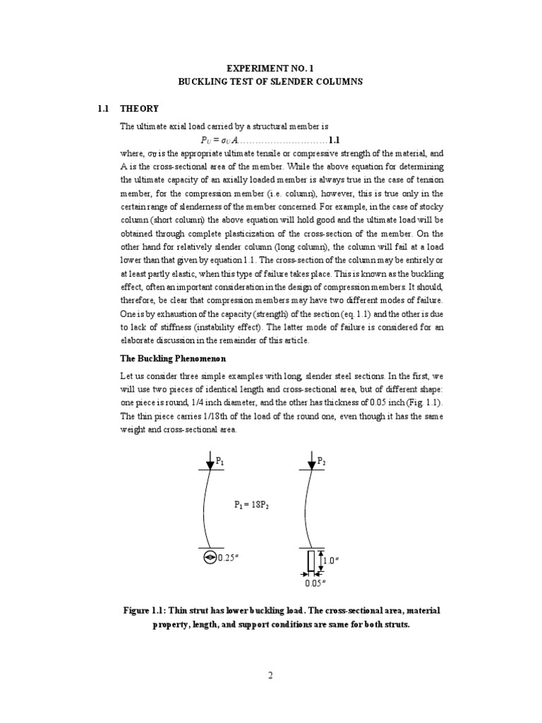 Determining the Buckling Load of Slender Columns Through Experimental ...