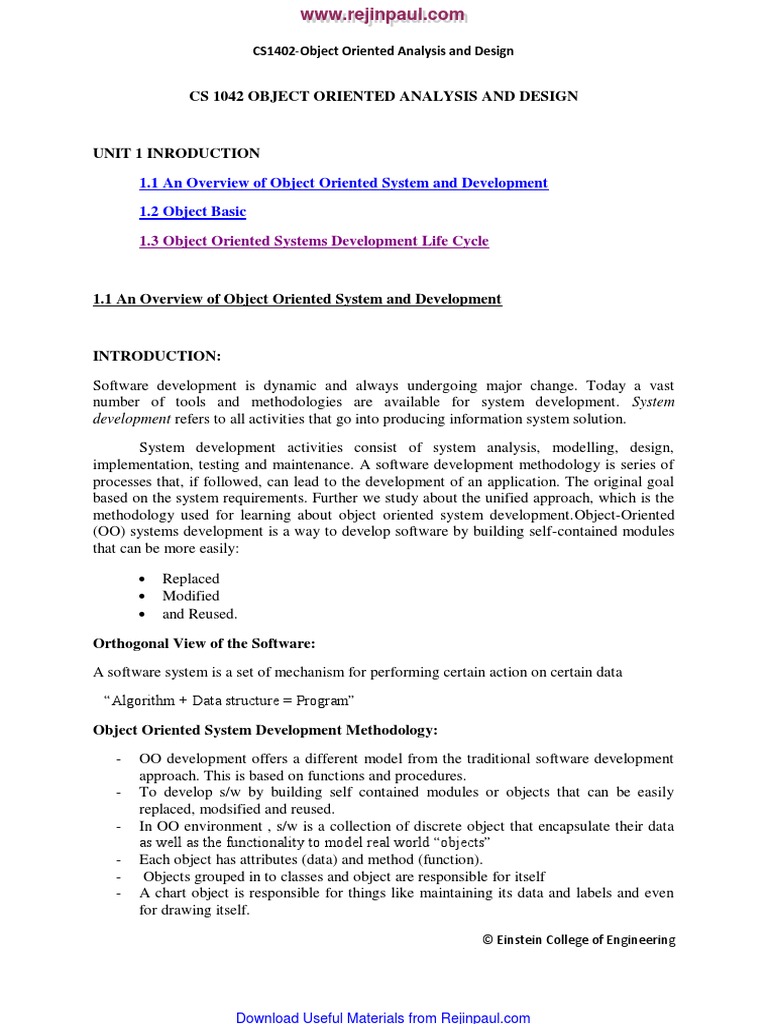 OOAD Notes | PDF | Software Development | Object Oriented Programming