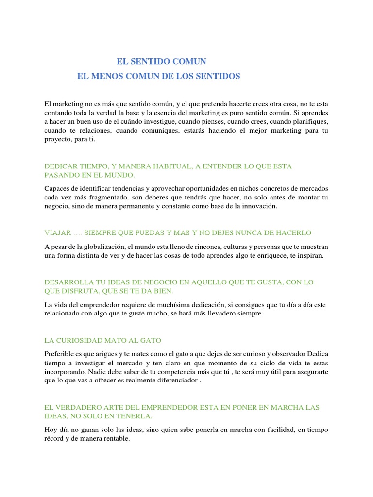 El Sentido Comun | PDF | Iniciativa empresarial | Marketing