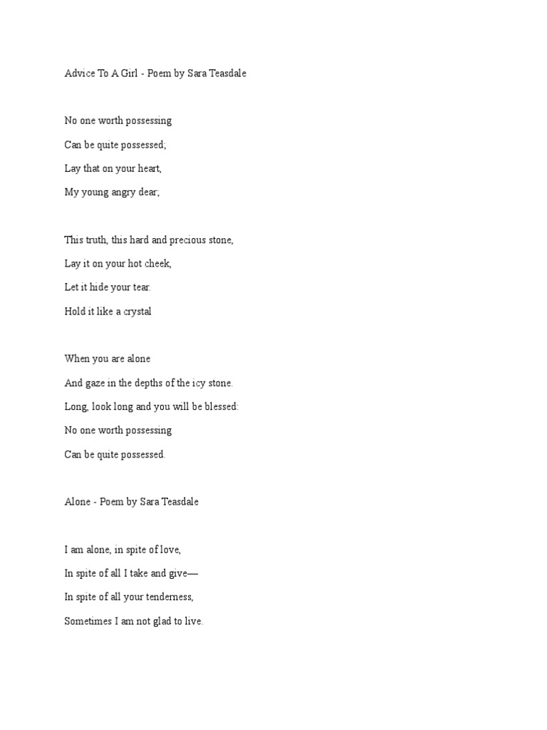 Sara Teasdale Poems | PDF