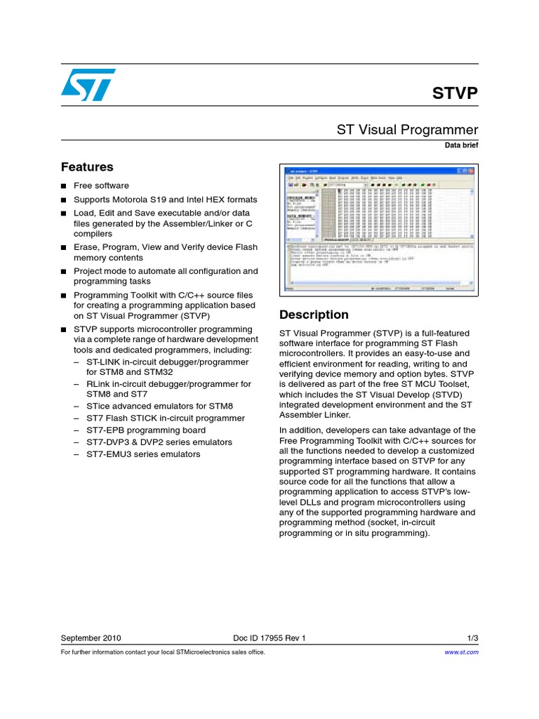ST Visual Programmer | PDF | Microcontroller | Computer Programming