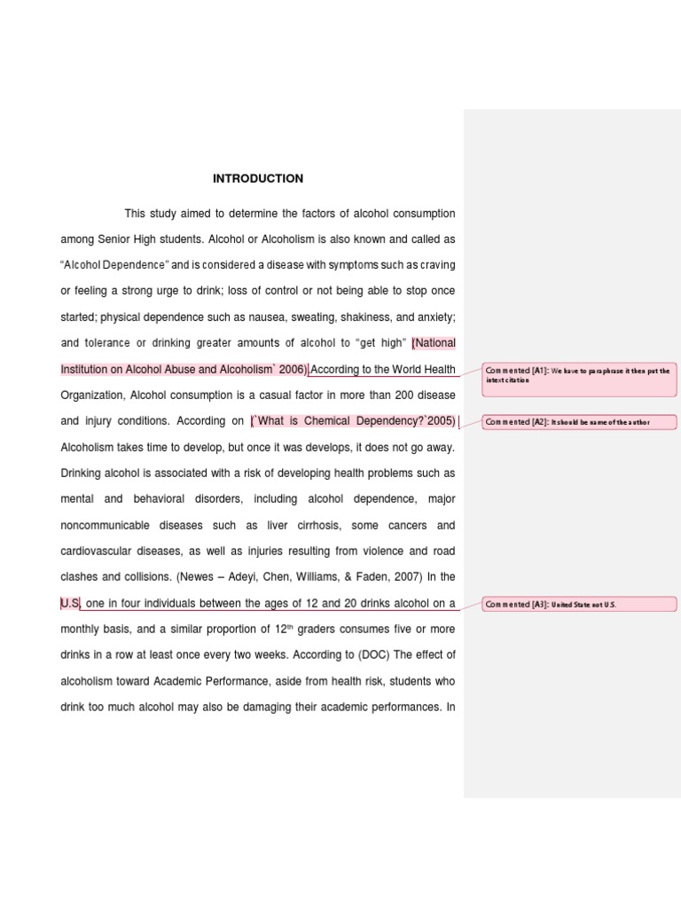 INTRODUCTION | PDF | Long Term Effects Of Alcohol Consumption | Alcoholism