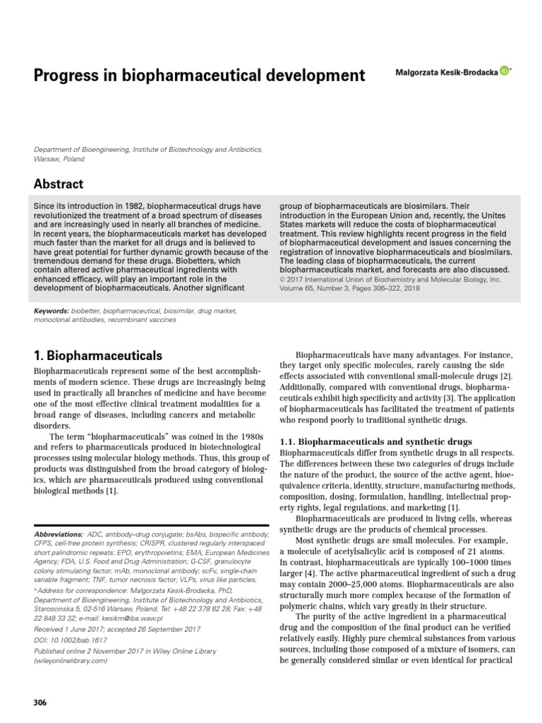 Progress in Biopharmaceutical Development | PDF | Gene Therapy ...