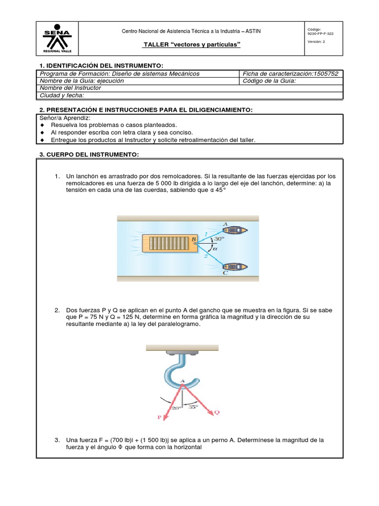 Taller Repaso Suma de Vectores | PDF | Vector Euclidiano | Fuerza