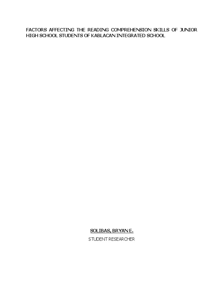 Factors Affecting The Reading Comprehension Skills of Junior High ...