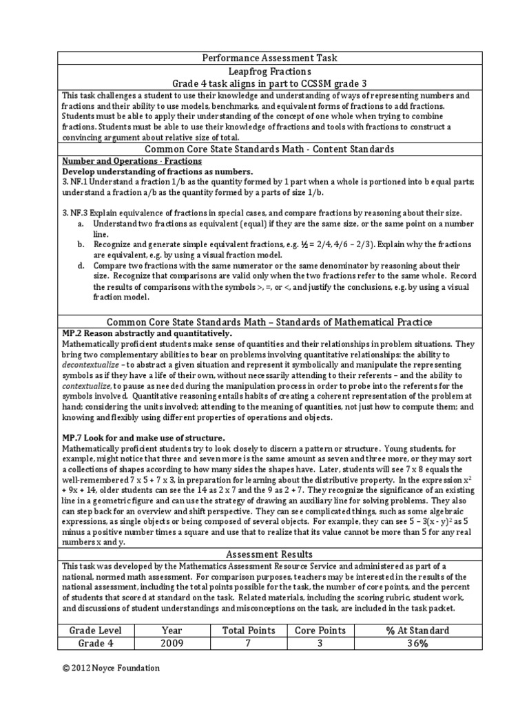 Performance Task No .3 PDF | PDF | Fraction (Mathematics) | Common Core ...