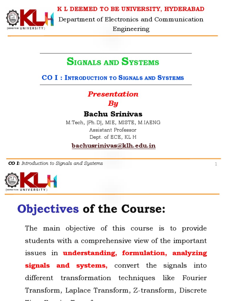 SS - KLH - CO I - Classification of Signals & Systems | PDF | Discrete Time And Continuous Time ...