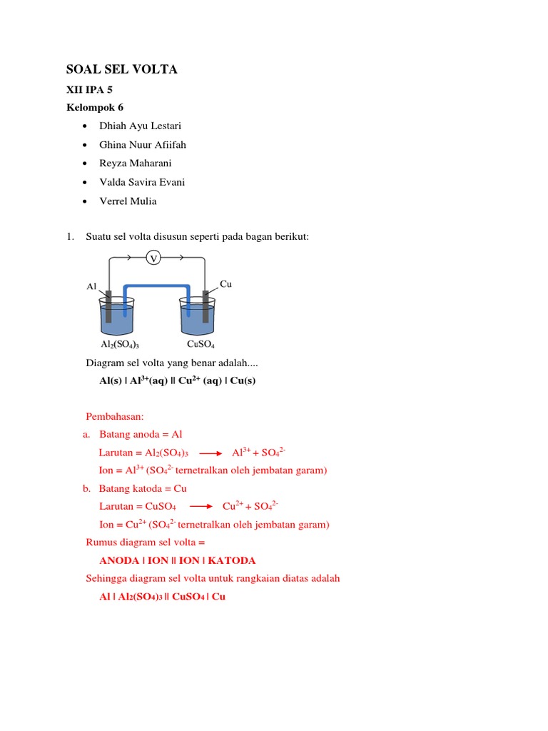 Soal Sel Volta Kelompok 62 | PDF | Sains & Matematika