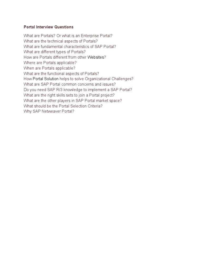 Websites: Portal Interview Questions | PDF