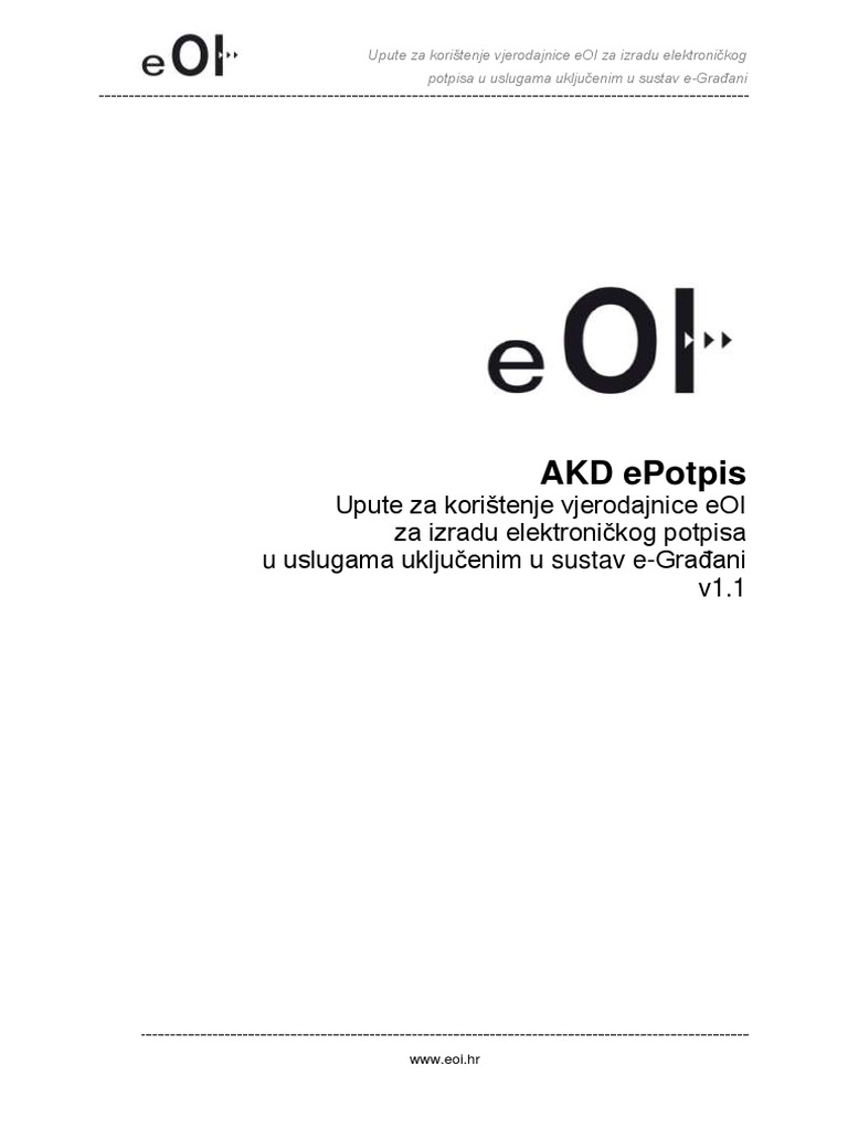 Upute Za Koriatenje Vjerodajnice eOI Za Izradu Elektroni Kog Potpisa U ...