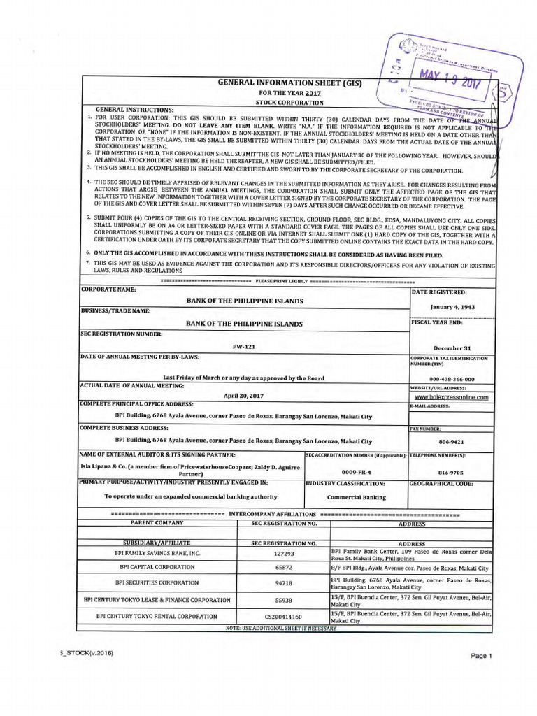 BPI General Info Sheet | PDF