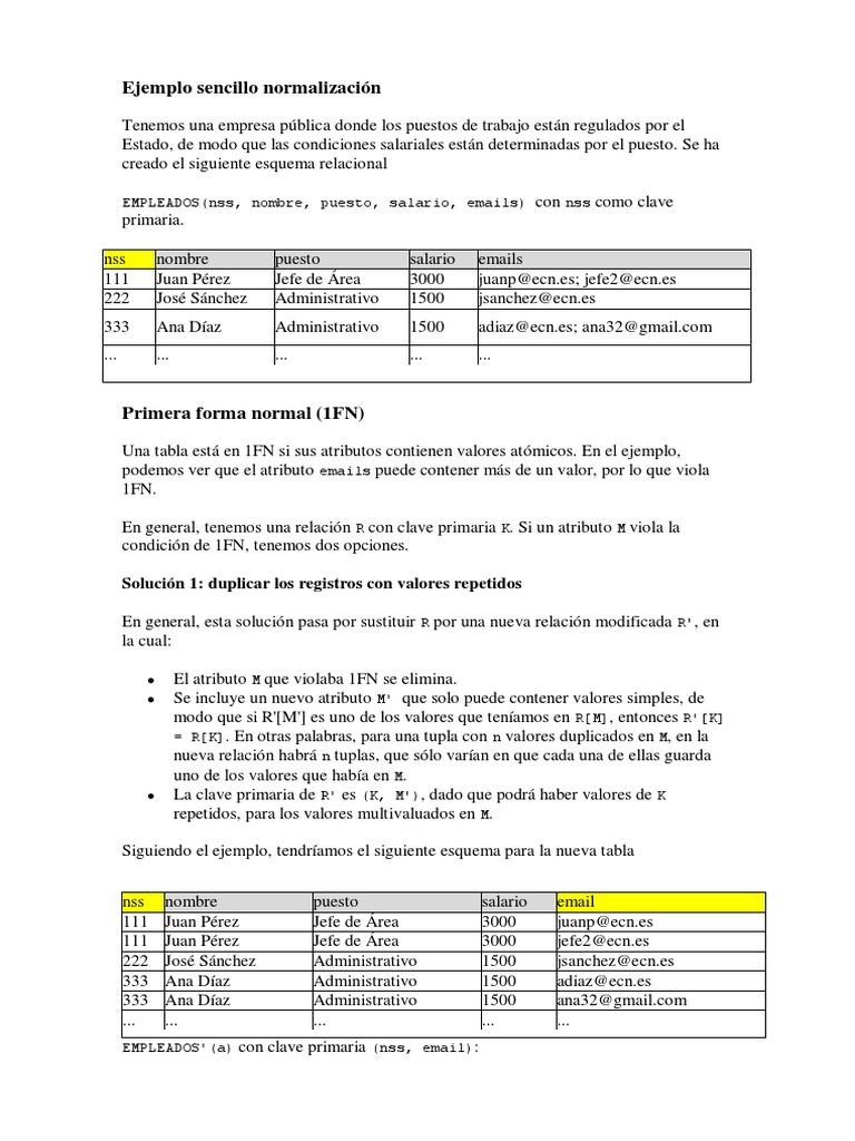 Ejemplo2 Normalizacion | PDF | Datos | Bases de datos