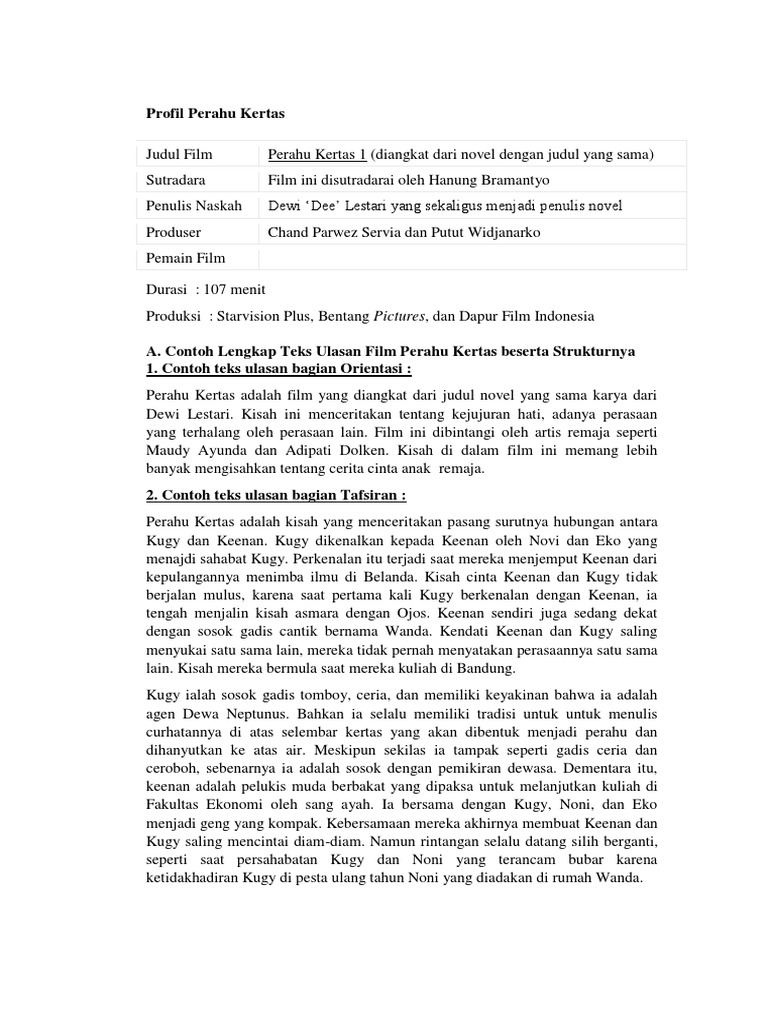 Contoh Ulasan Novel | PDF