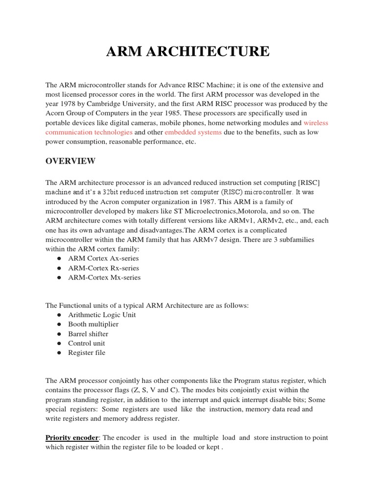 Arm Architecture | PDF | Arm Architecture | Central Processing Unit
