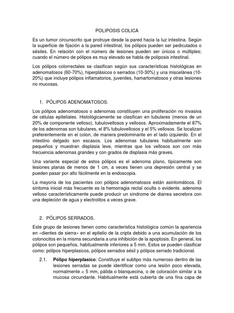 Tipos de Pólipos Colorrectales | PDF | Cáncer colonrectal ...