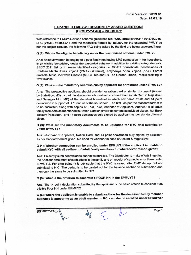 LPG Scheme Guidelines FAQ | PDF | Government Of India | Economy Of India