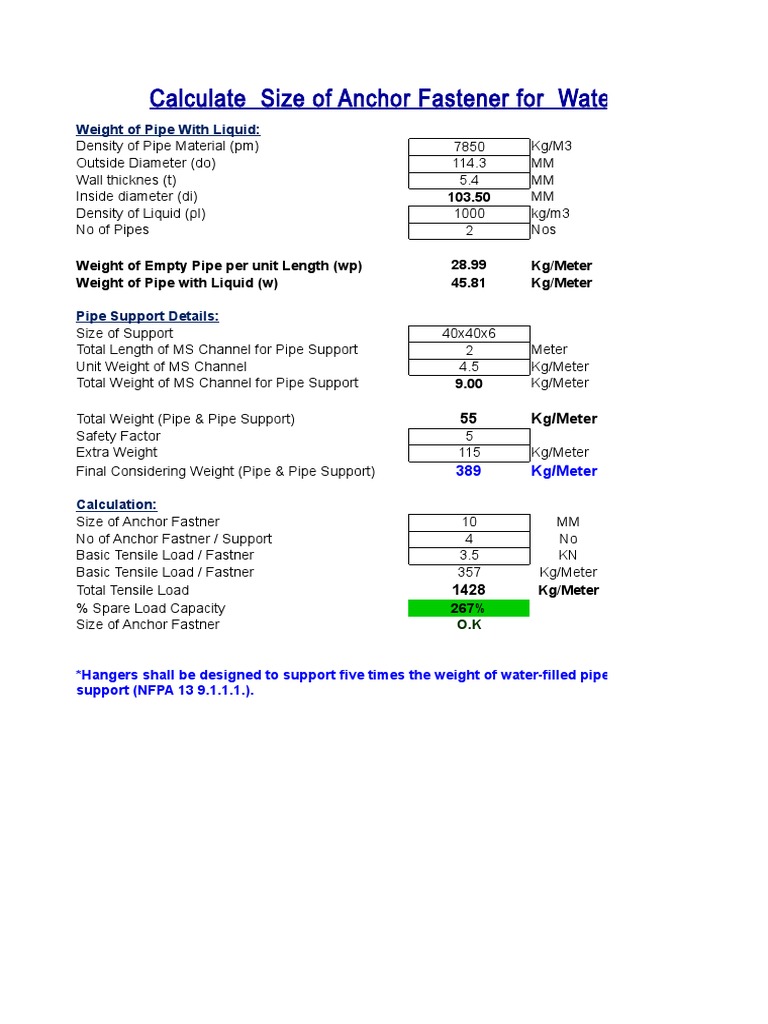 Anchor Fastener Calculation Guide | PDF | Pipe (Fluid Conveyance ...