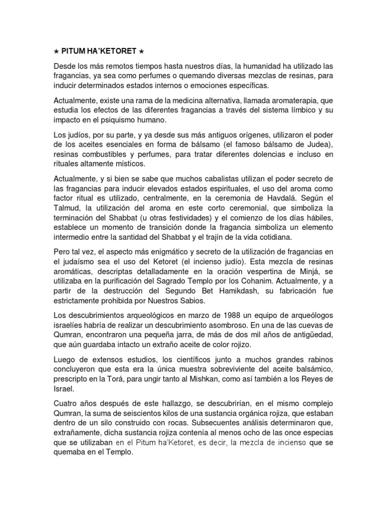 Pitum Ha'ketoret | PDF | Perfume | Kábala