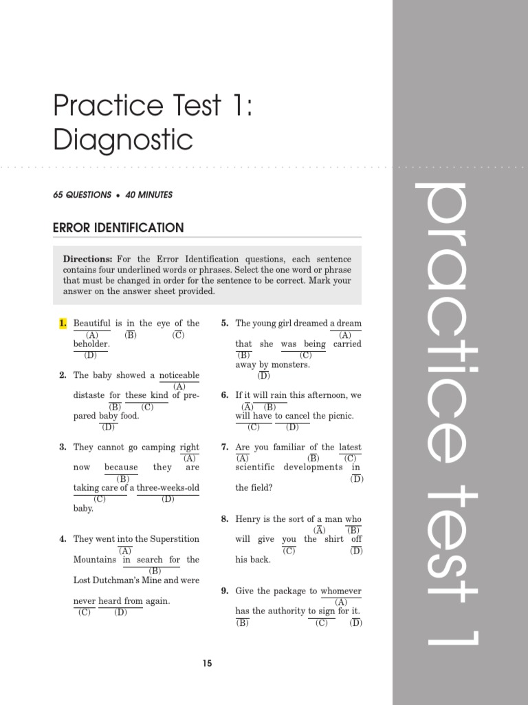 English Grammar Diagnostic Test With Answers PDF | PDF