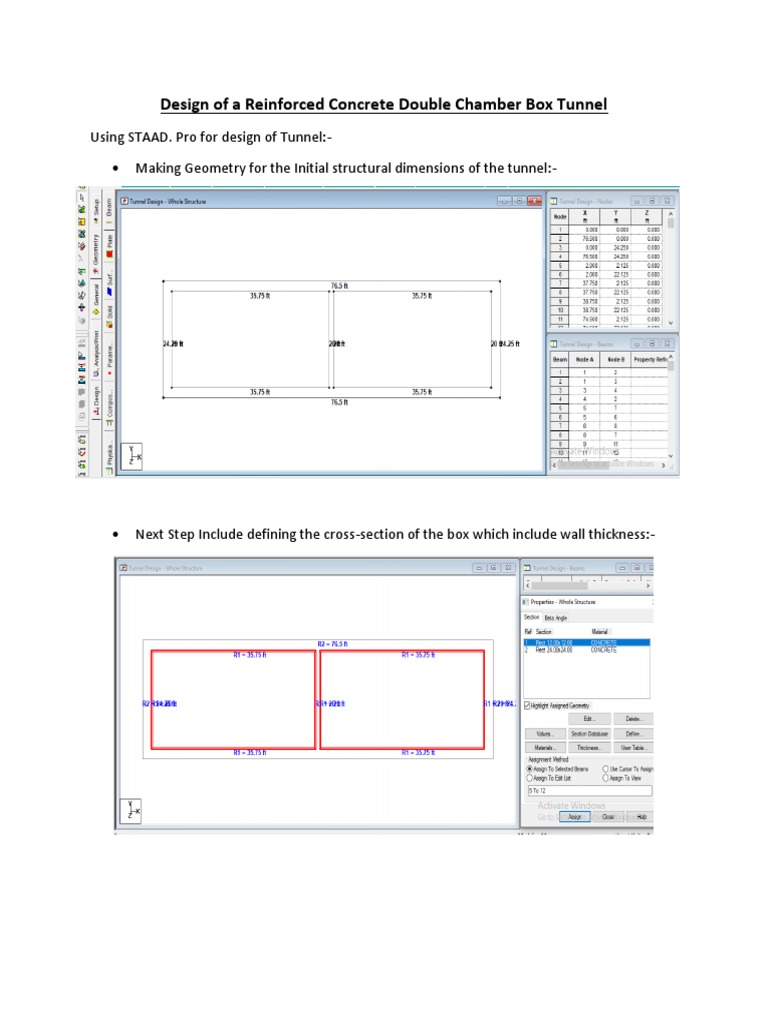 Design of A Reinforced Concrete Double Chamber Box Tunnel | PDF