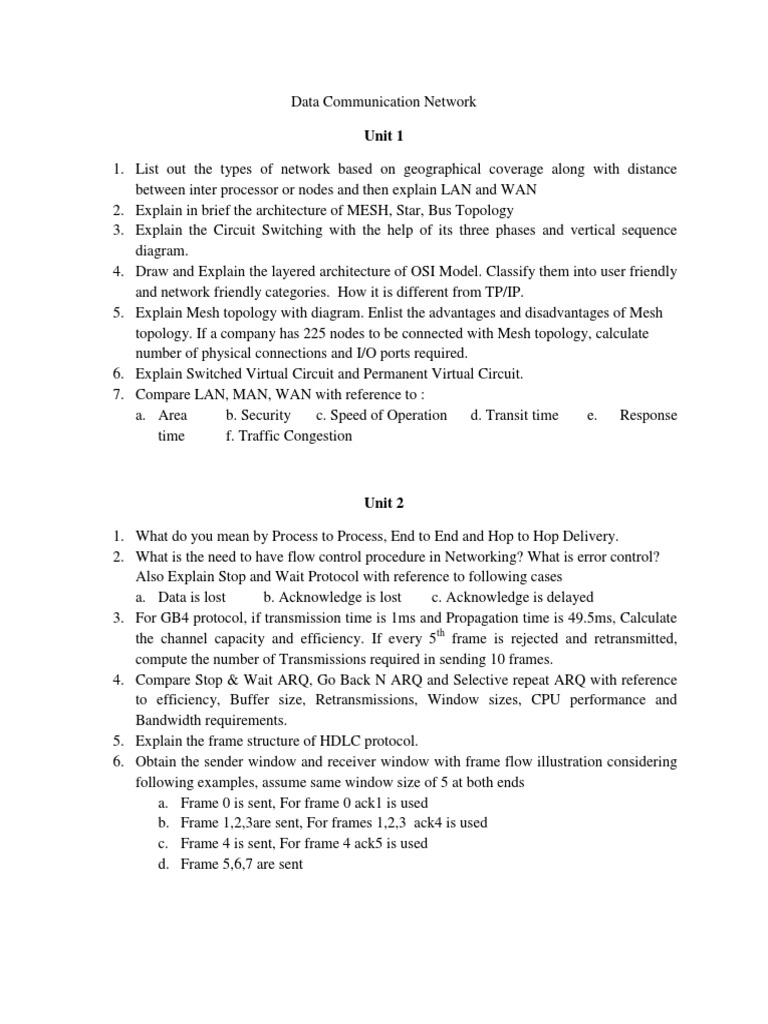 Data Communication Network QB | PDF | Network Topology | Computer Network