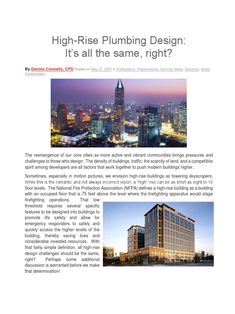 High-Rise Plumbing Design - It's All The Same, Right - Connelly | PDF ...