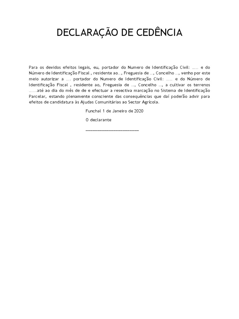 Declaração de Cedência | PDF