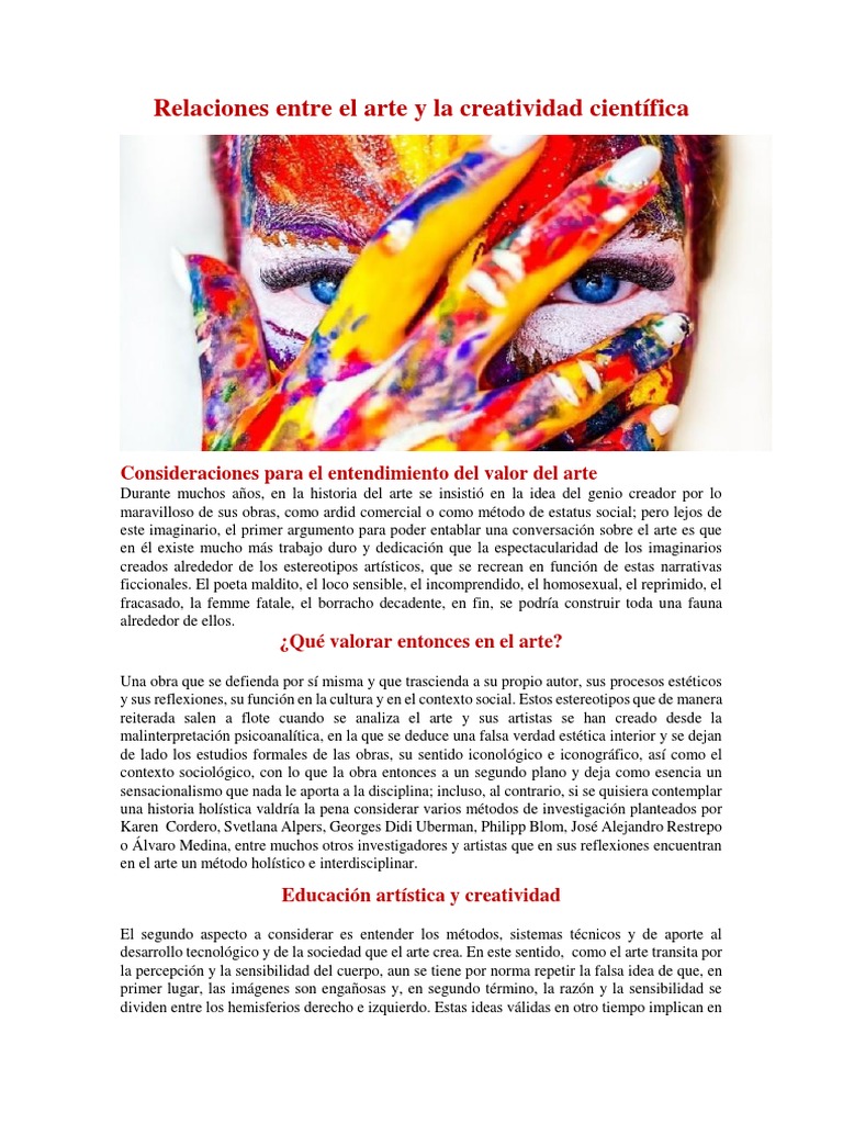 Relaciones Entre El Arte y La Creatividad Científica | PDF | Hemisferio ...
