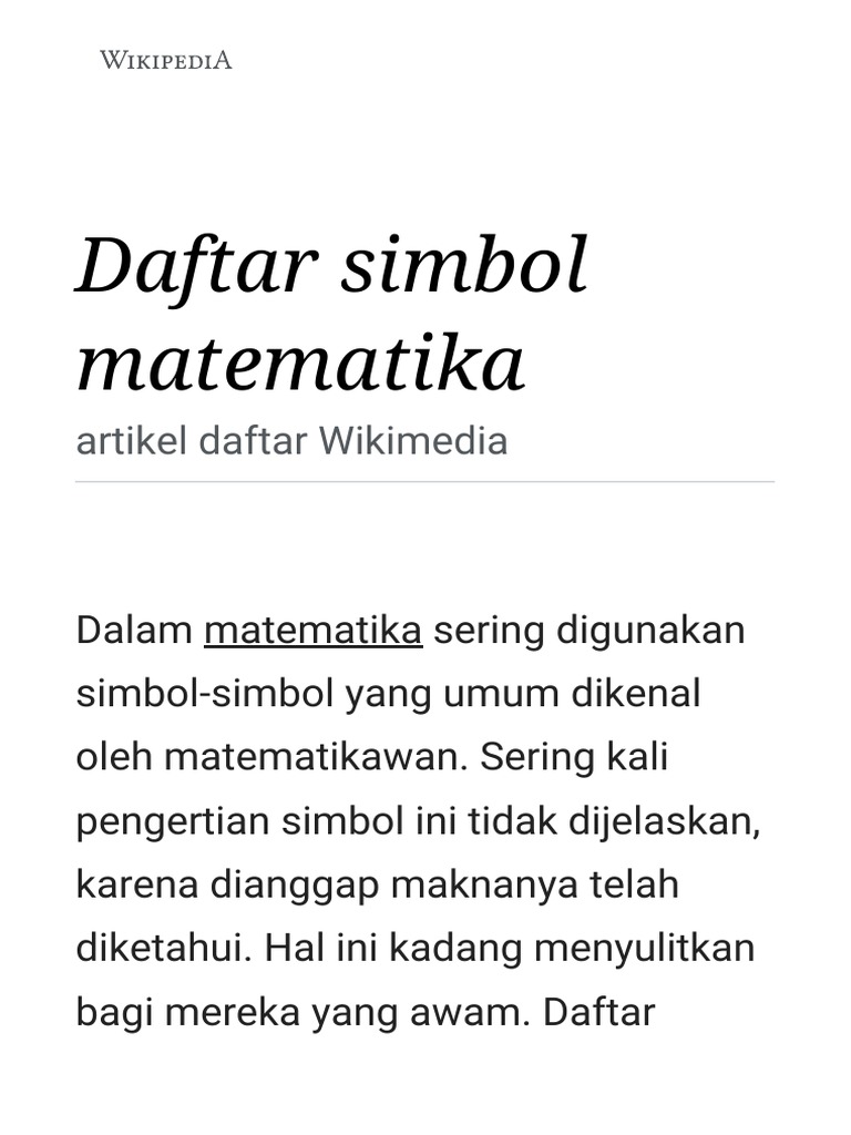 Daftar Simbol Matematika dan Artinya | PDF
