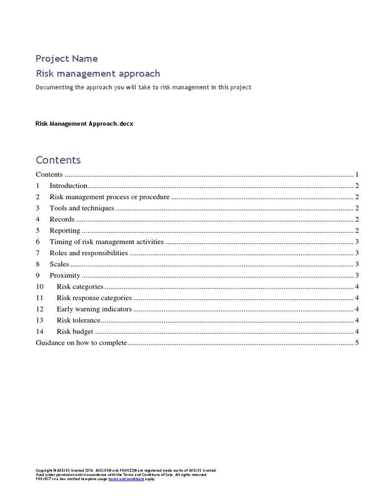 Risk Management Approach-PRINCE2 | PDF | Risk Management | Risk