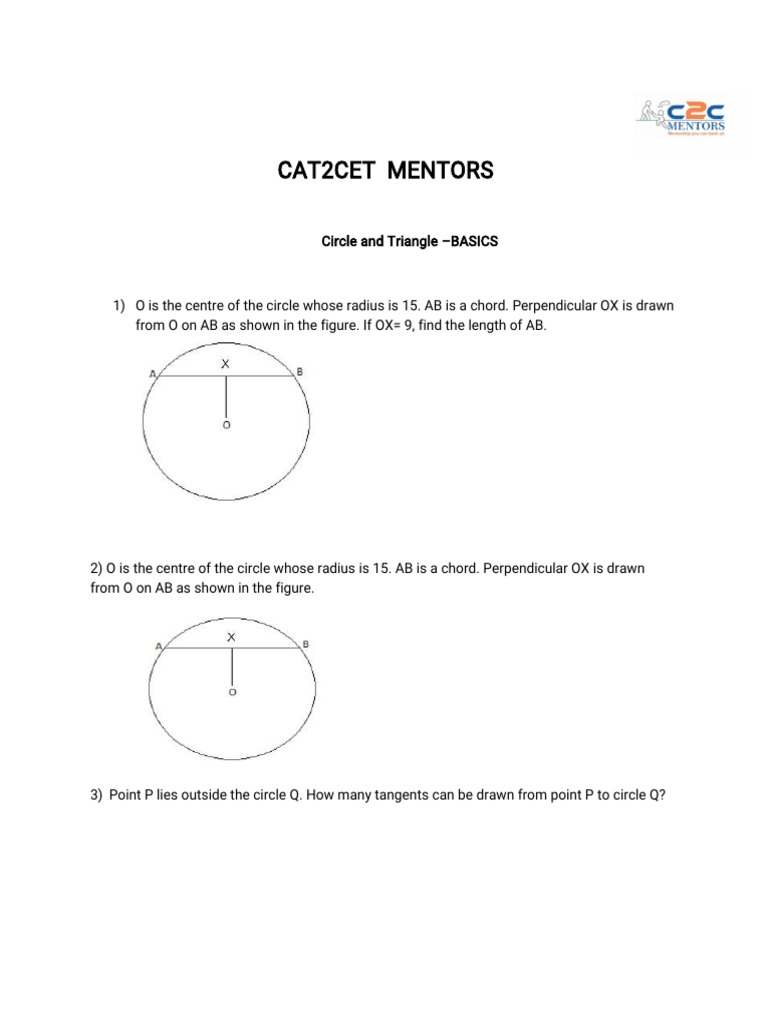 Circles Basic Questions Pdf Circle Perpendicular