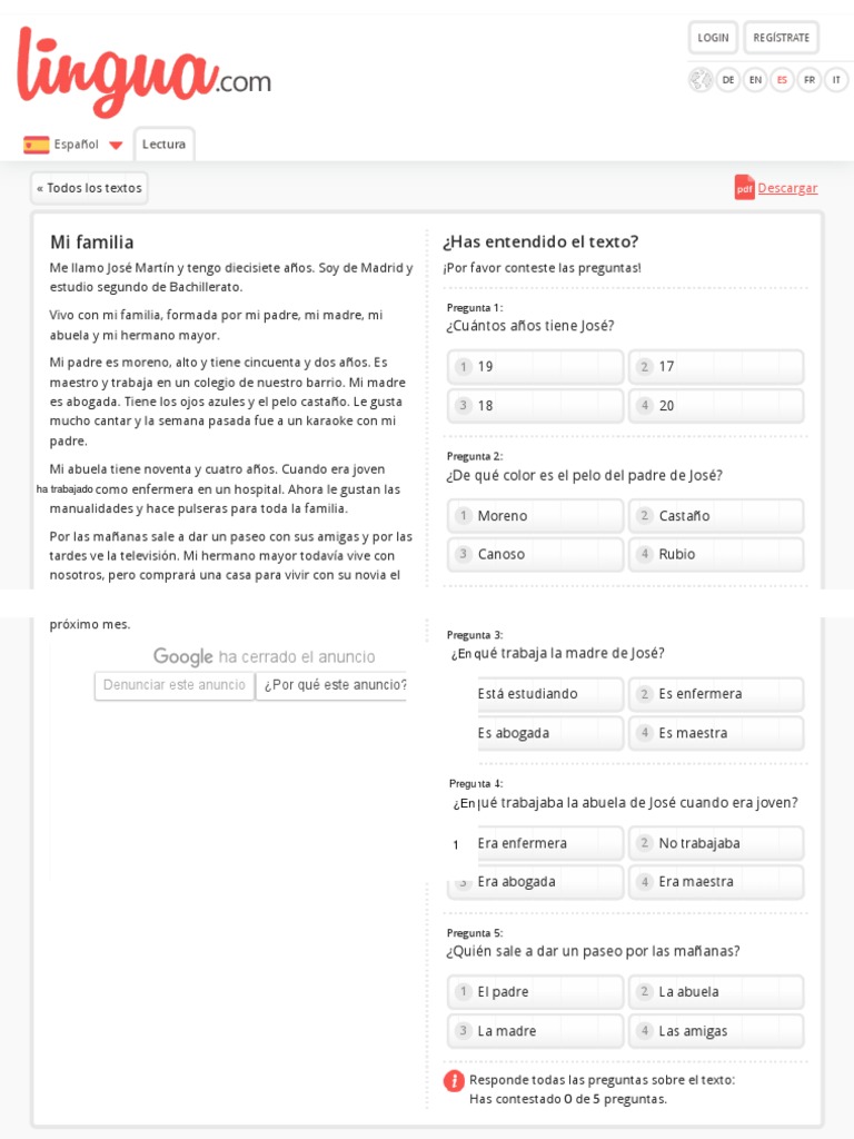 Mi Familia - Texto en Español | PDF