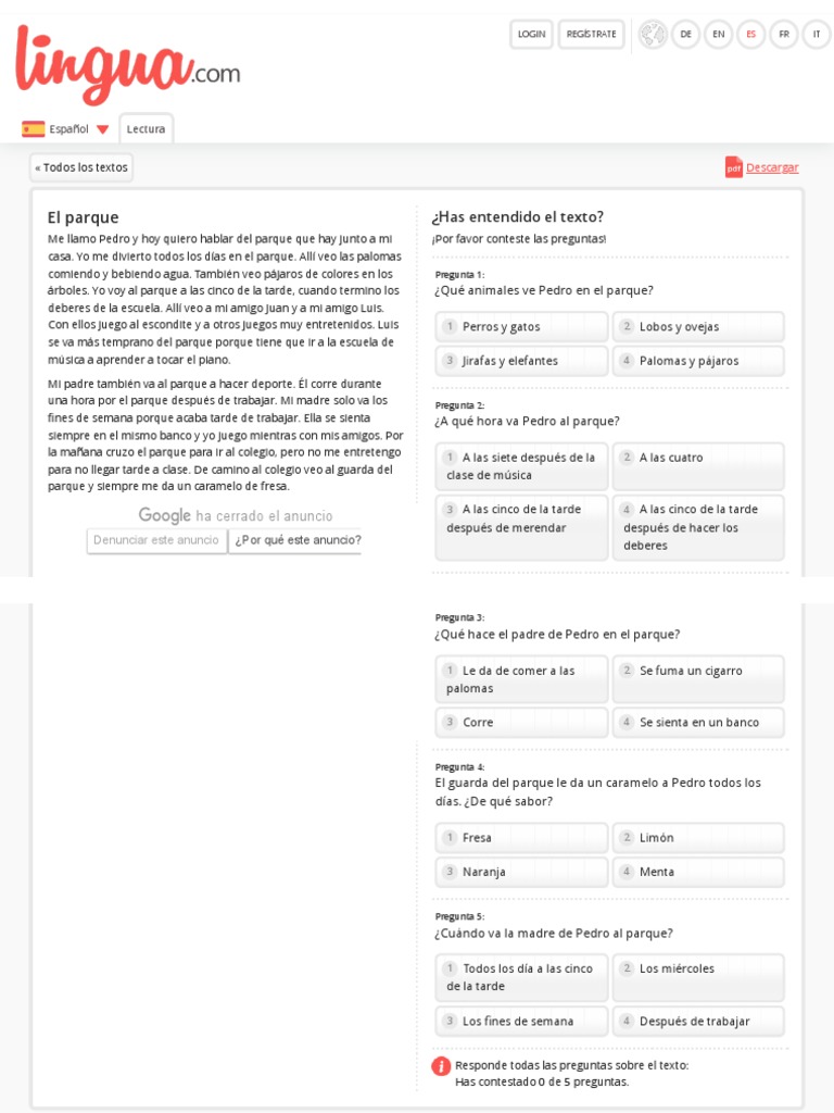 El Parque - Texto en Español | PDF