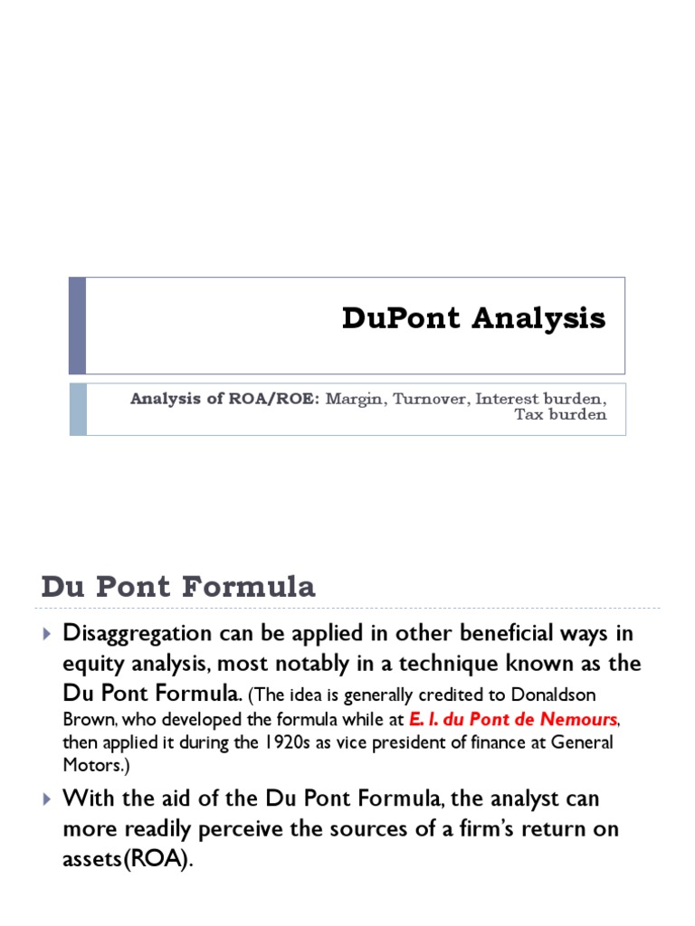 DuPont Analysis | PDF | Return On Equity | Equity (Finance)