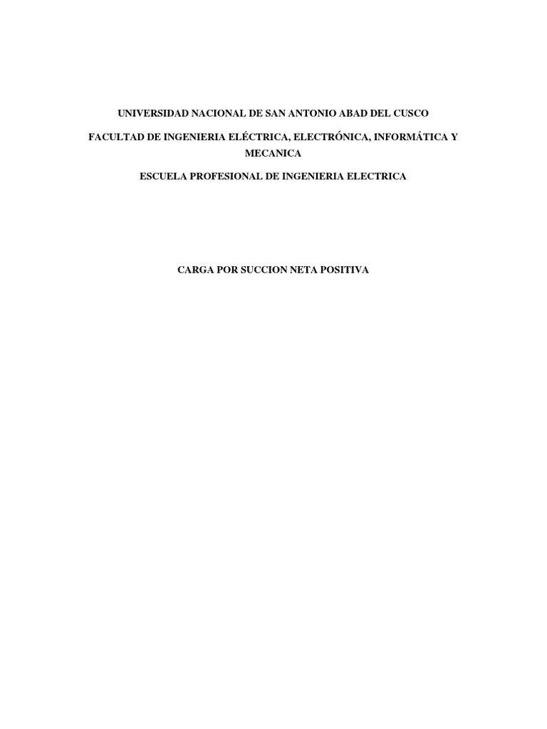 Informe de Carga Neta Positiva | PDF | Bomba | Fases de la materia