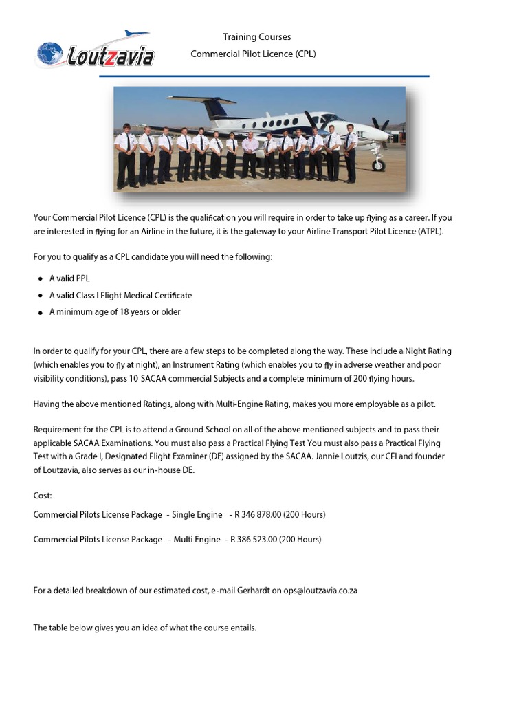 Commercial Pilot Licence CPL | PDF | Flight Instructor | Instrument ...