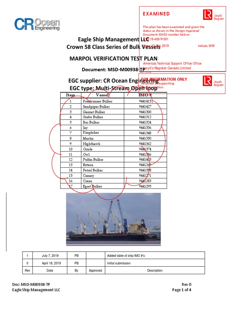 Marpol Verification Test Plan | PDF | Exhaust Gas | Sulfur Dioxide