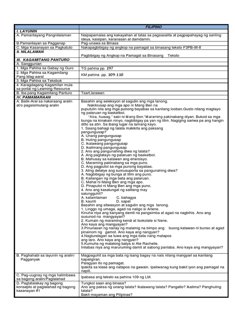 FILIPINO Pang Ukol | PDF