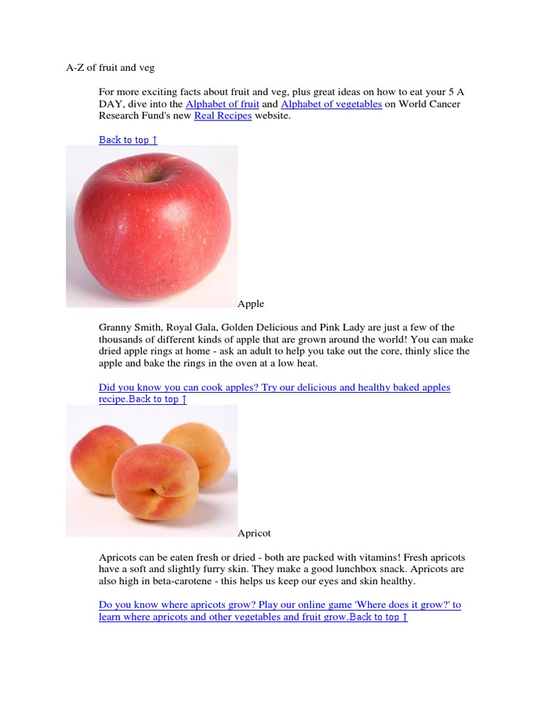 An Alphabetical Exploration of Fruit and Vegetables | PDF | Zucchini ...