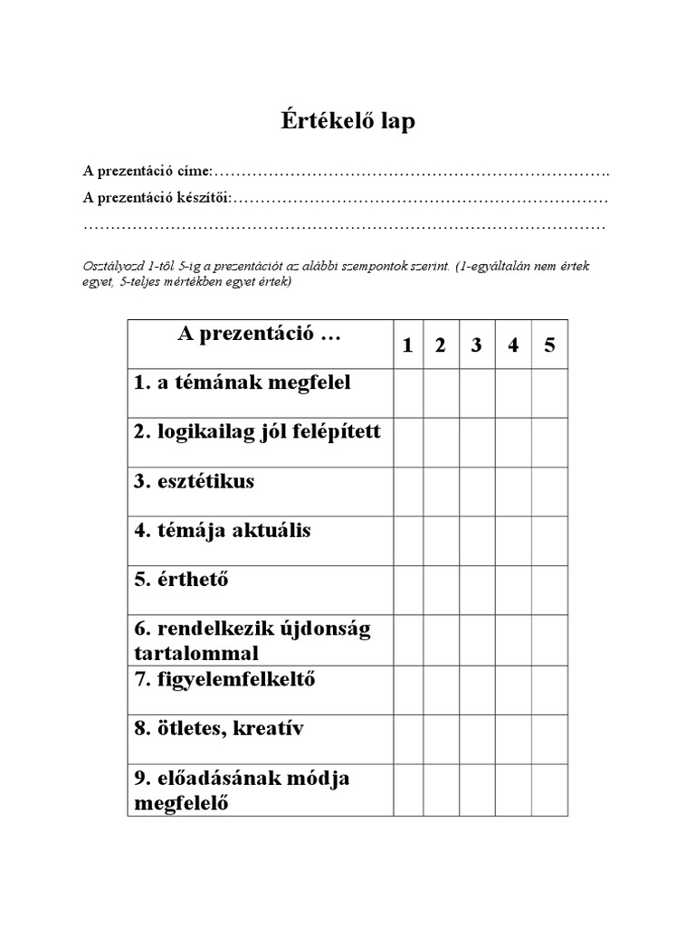 Értékelő Lap | PDF