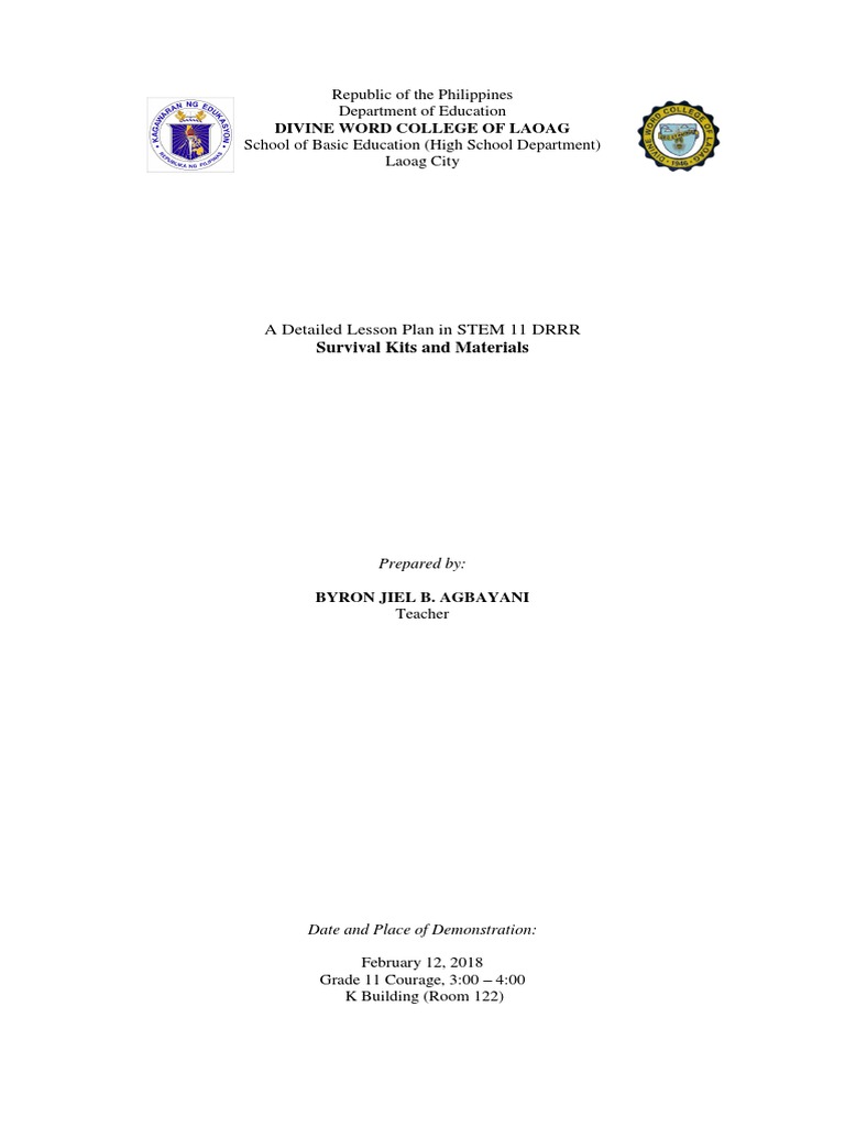 A Detailed Lesson Plan in STEM 11 DRRR S | PDF