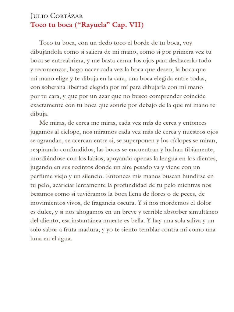 Cortázar - Toco Tu Boca | PDF