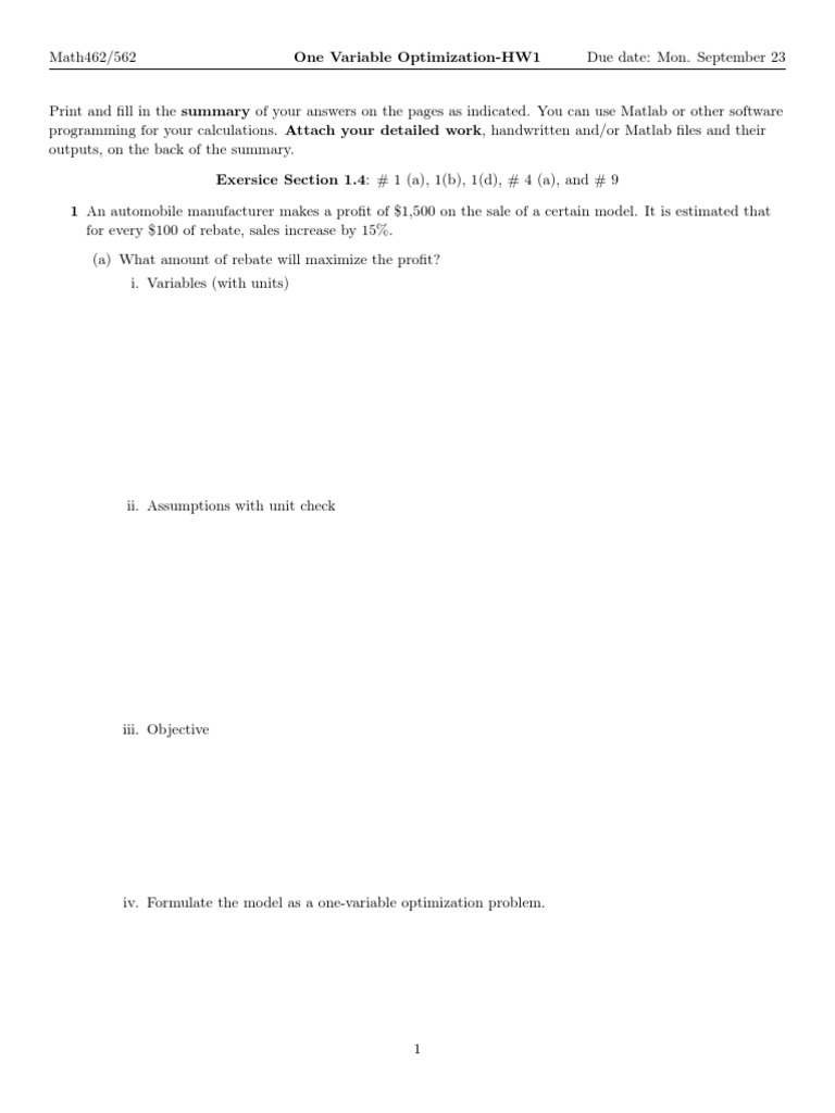 Mathematical Modeling Problem Set | PDF | Mathematical Optimization ...
