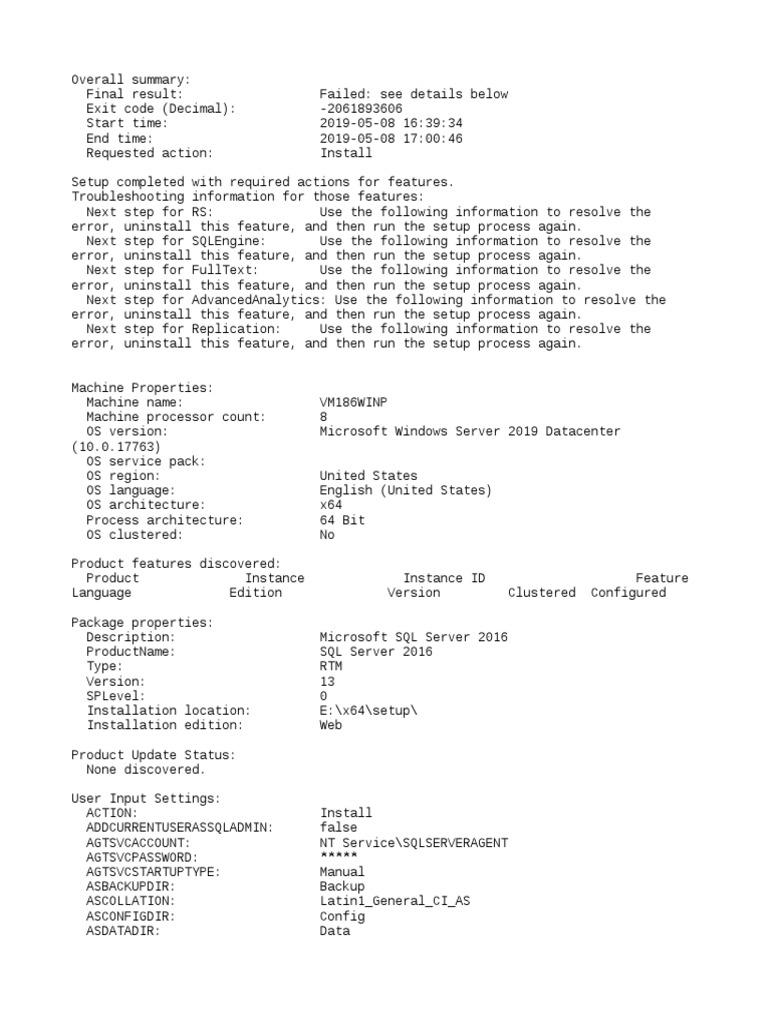 Error For SQL 2016 Install | PDF | Microsoft Sql Server | Databases