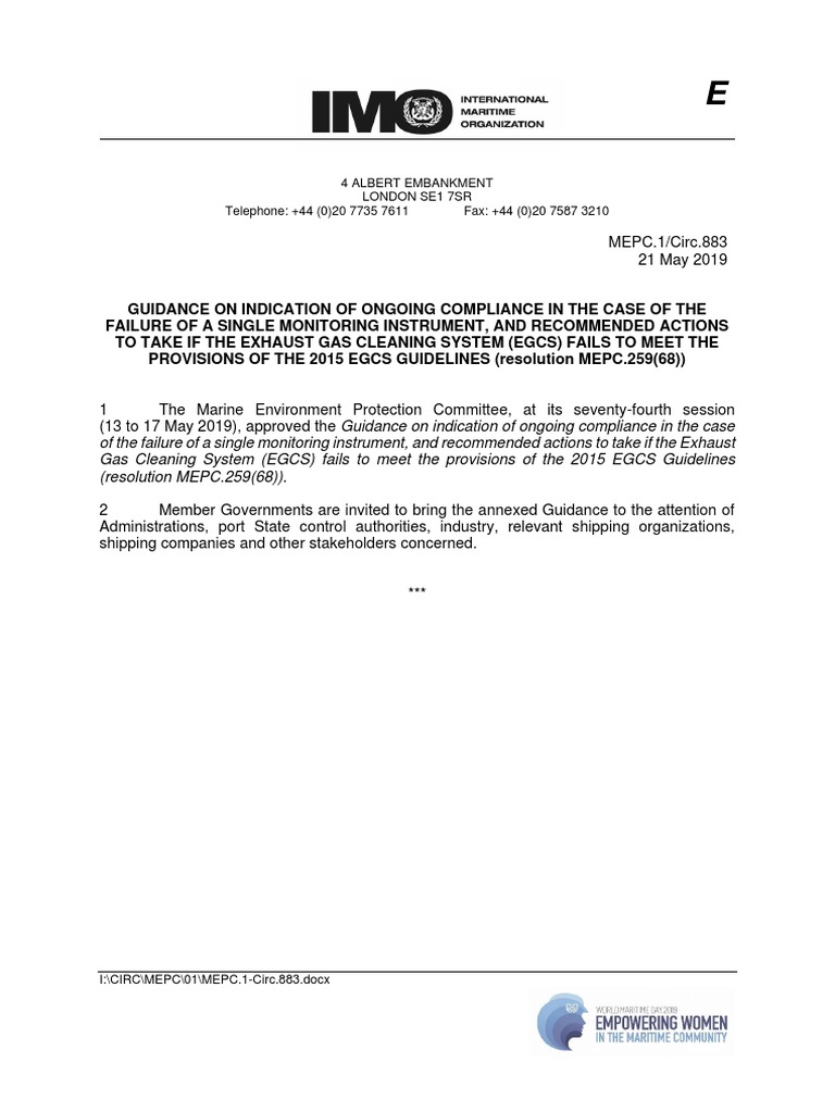 MEPC 1-Circ 883 | PDF | Troubleshooting | Exhaust Gas