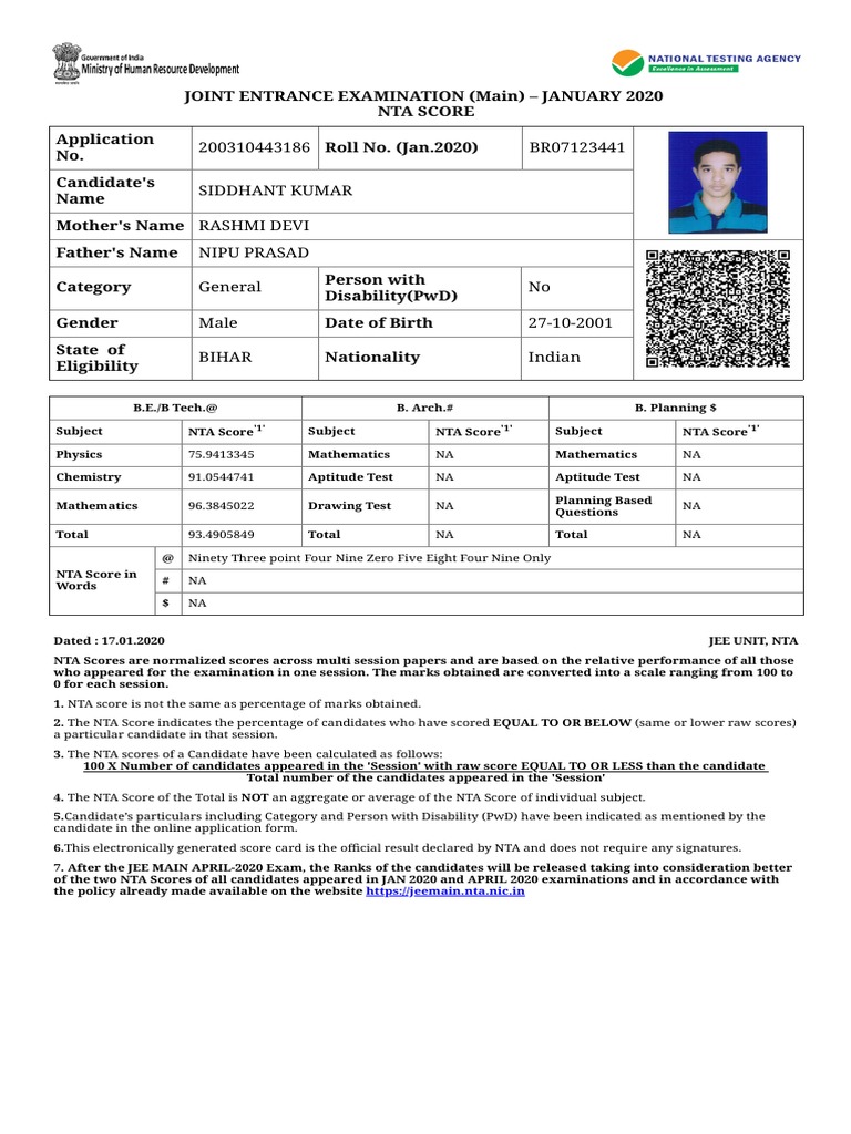 Jee Main Result PDF | PDF | Student Assessment And Evaluation ...